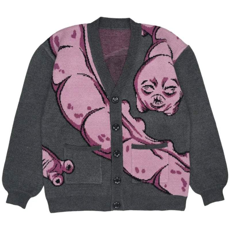 CURSE WORM CARDIGAN KNITTED CREWNECK – Pomel